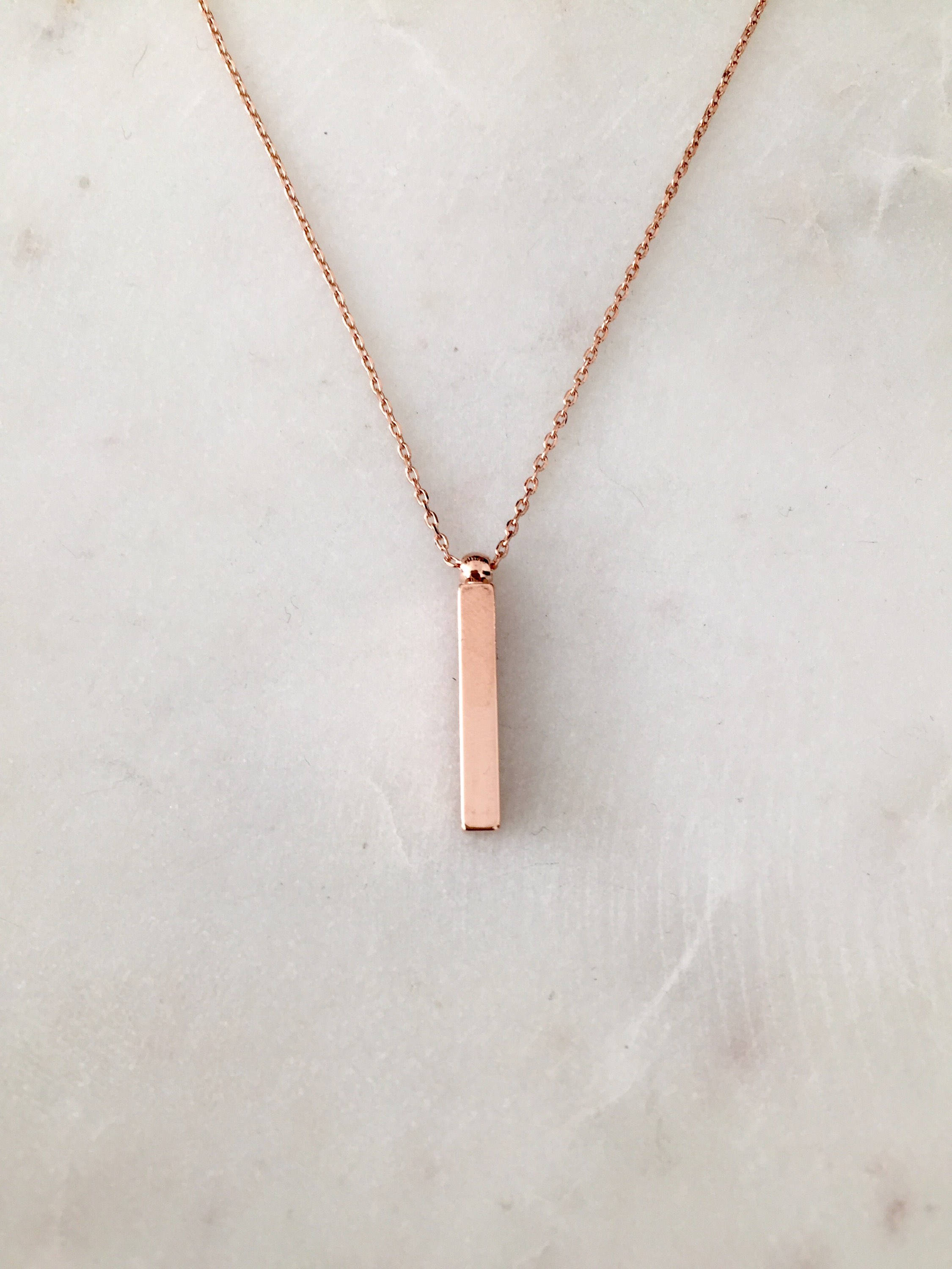 Rose Gold Bar Necklace Minimalist Necklace Modern Necklace | Etsy