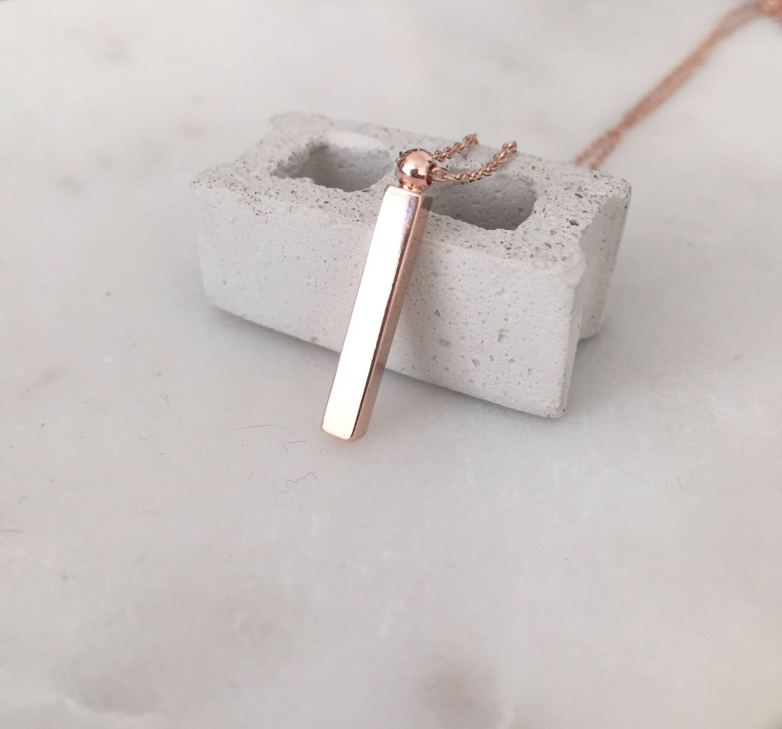 Rose Gold Bar Necklace Minimalist Necklace Modern Necklace - Etsy