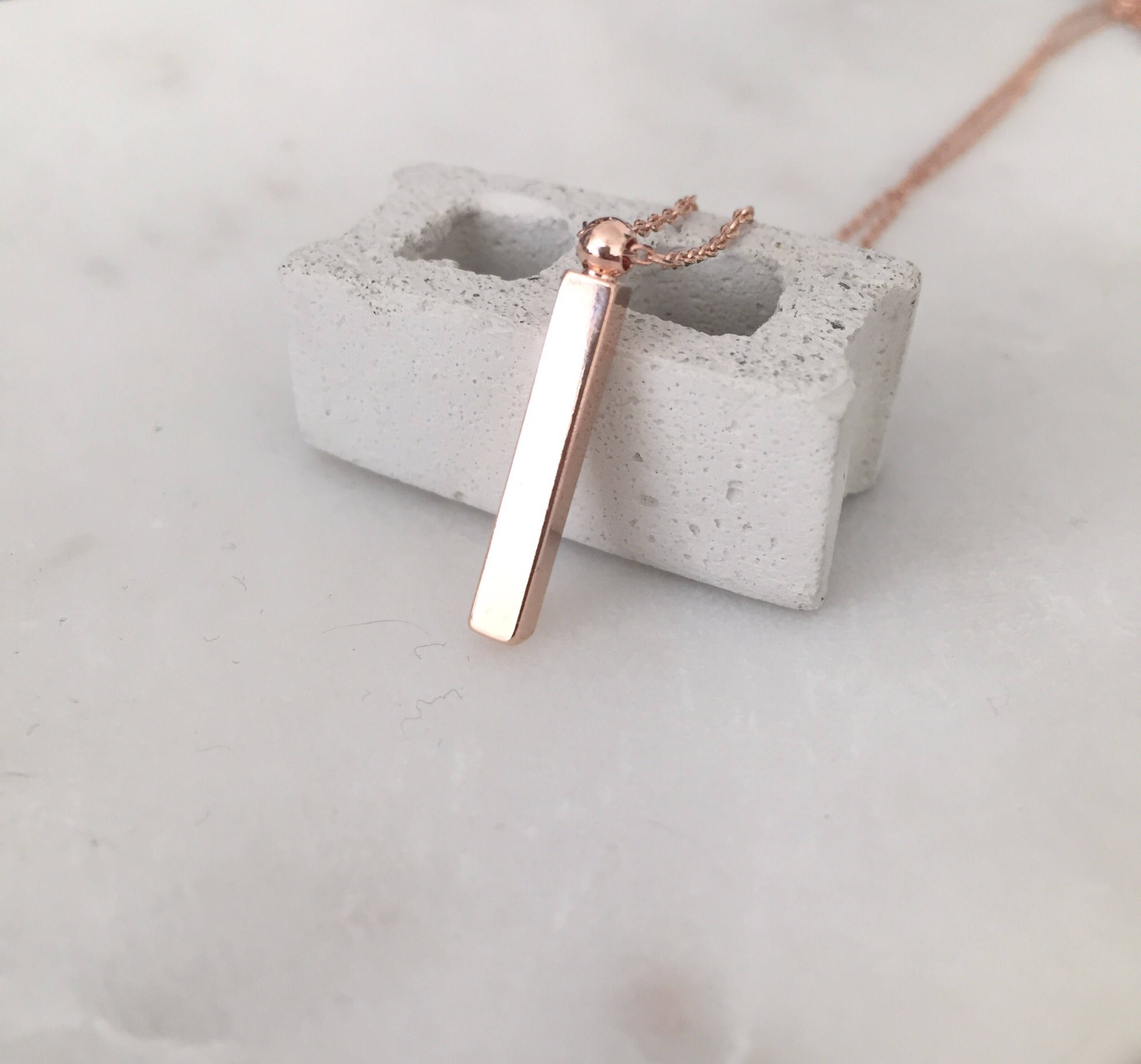 Rose Gold Bar Necklace Minimalist Necklace Modern Necklace | Etsy