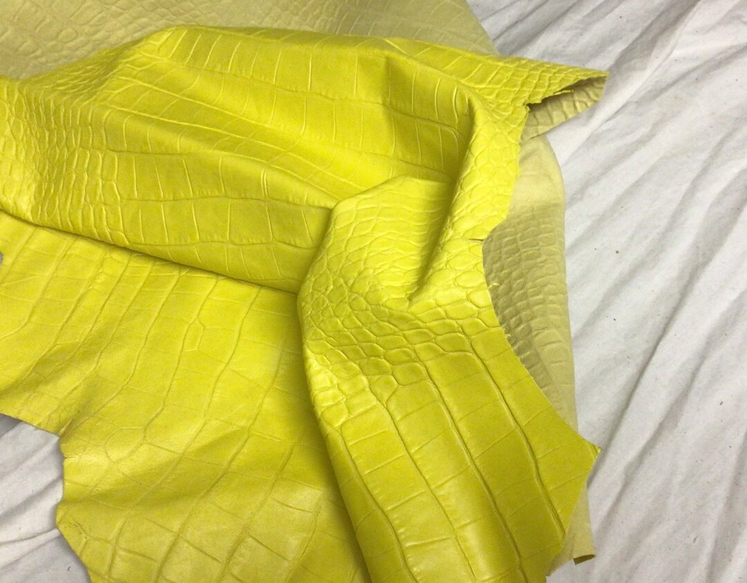 Yellow Gator Embossed Leather Lambskins. Leather Hides. OSM1500 - Etsy