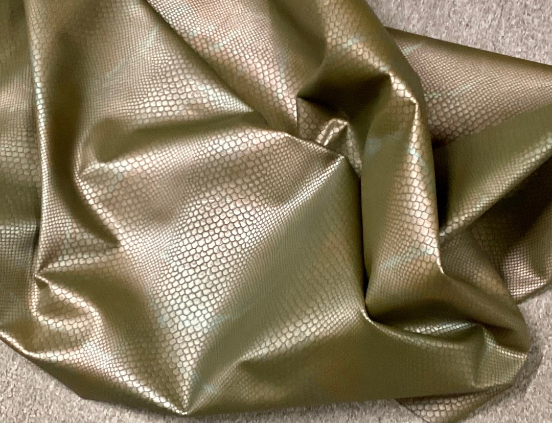 Embossed Green and Copper Java Snake Leather Cowhide Partial. - Etsy