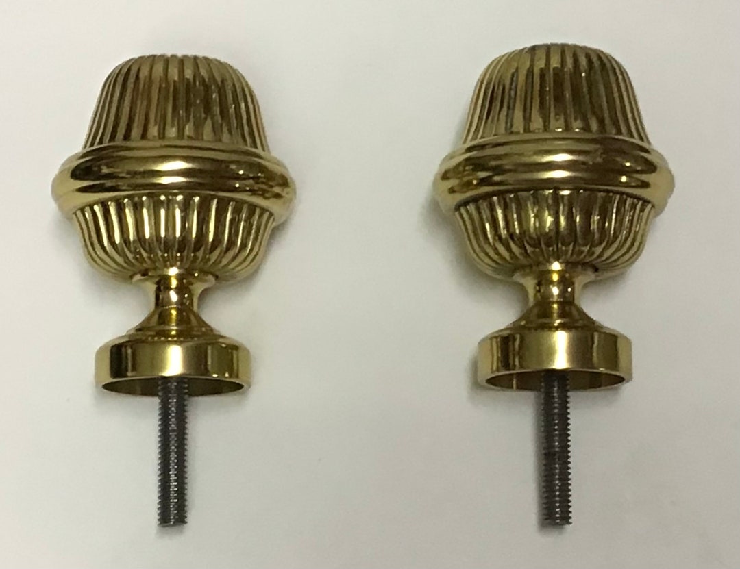 Package of 2 Solid Brass, Polished Finials, Ornaments, Curtain Rod ...