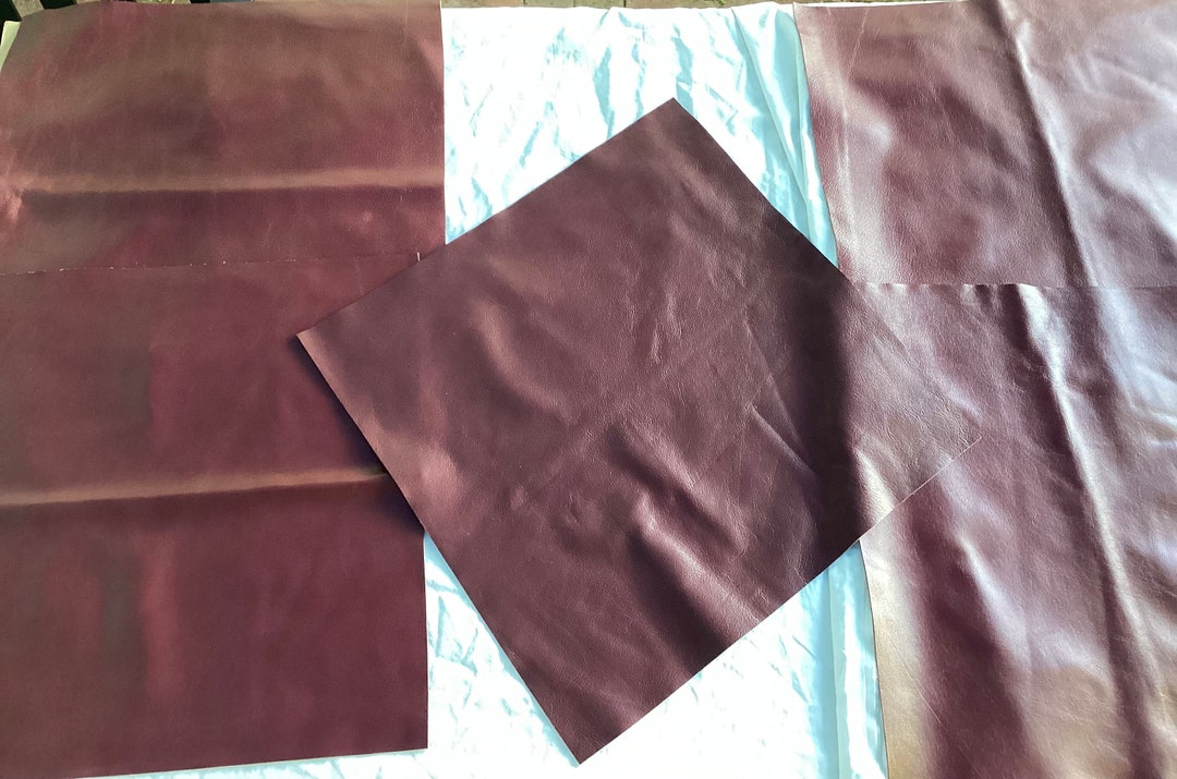 Burgundy Cowhide Leather Squares: Soft, Pliable Remnants (5pc, 16x16 In ...