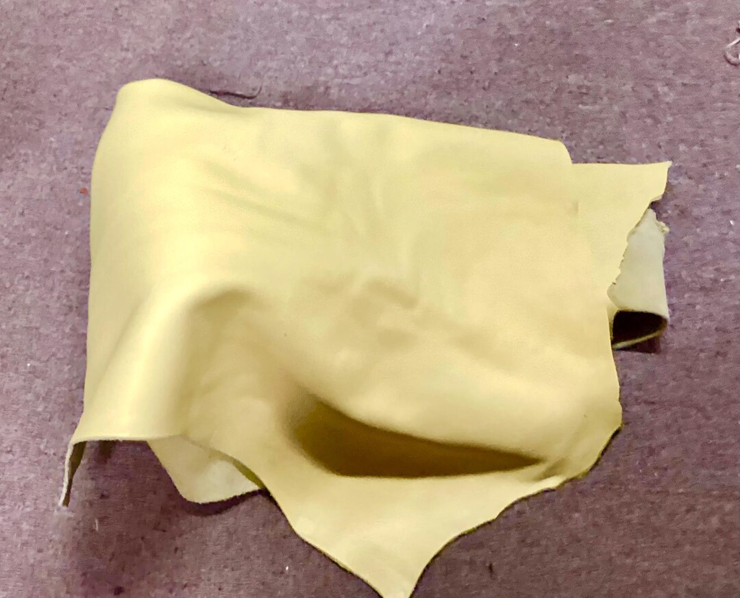 Pastel Yellow Cowhide Leather Remnant: Soft Garment Upholstery Side (18 ...