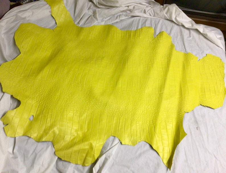 Yellow Gator Embossed Leather Lambskins. Leather Hides. OSM1500 - Etsy