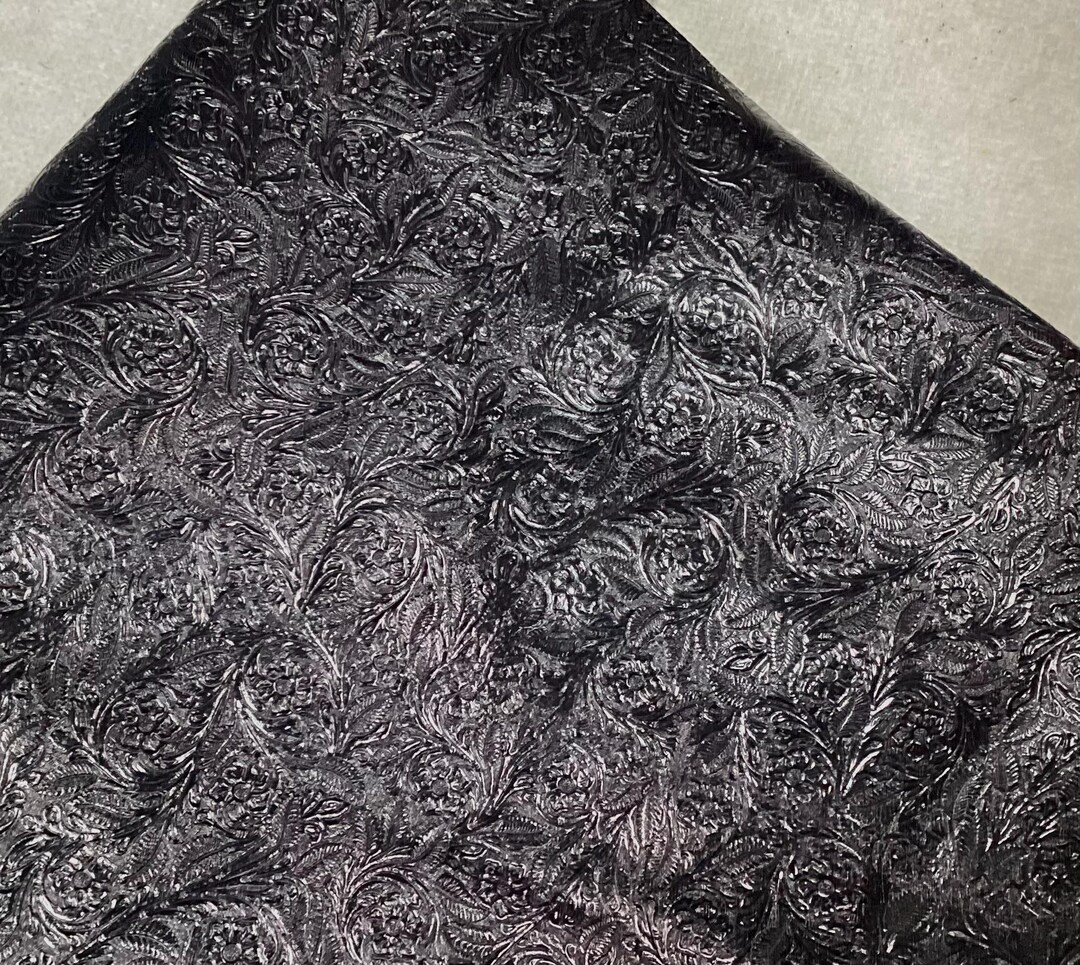 Black Embossed Wester Floral Leather Cowhide Remnant, LAC79 - Etsy