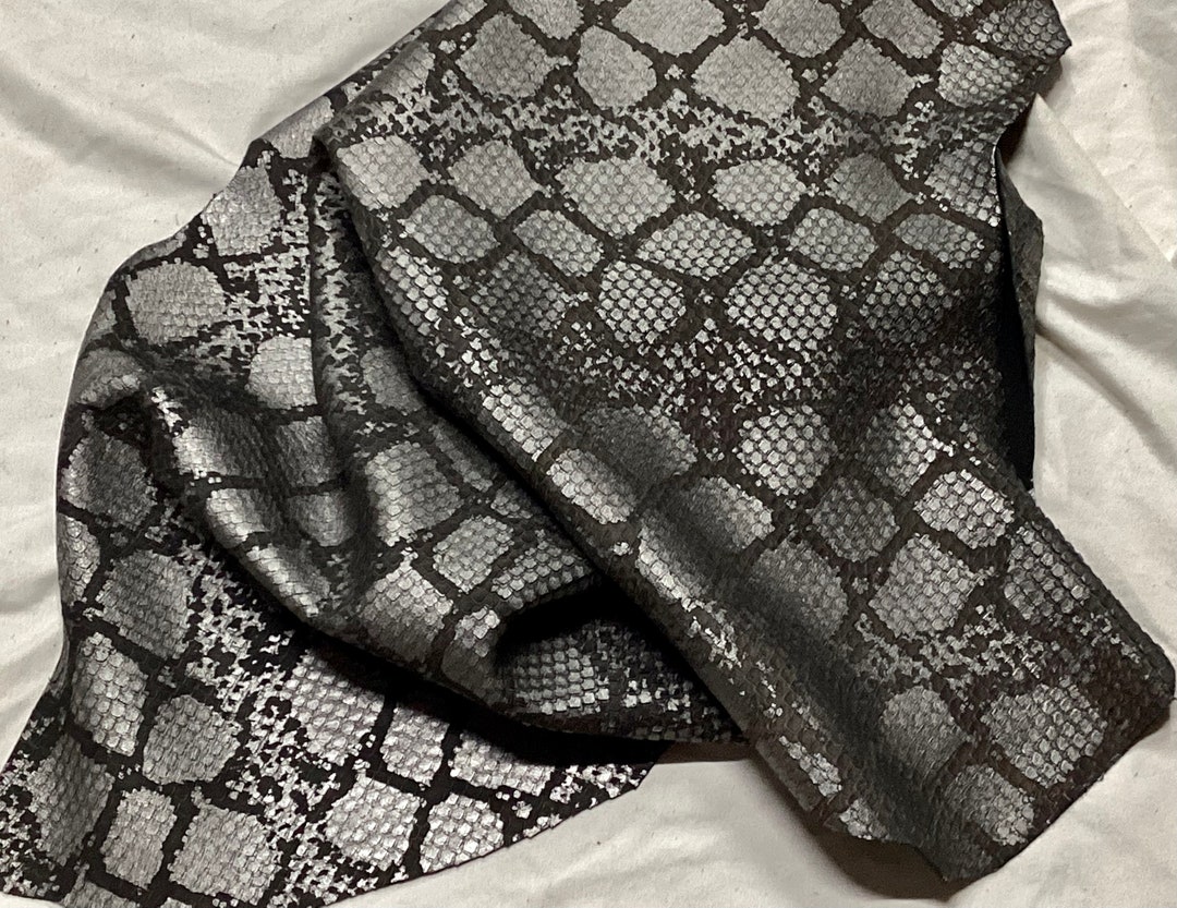 Gray and Dark Brown Snakeskin Pattern Leather Lambskin OSM13 - Etsy