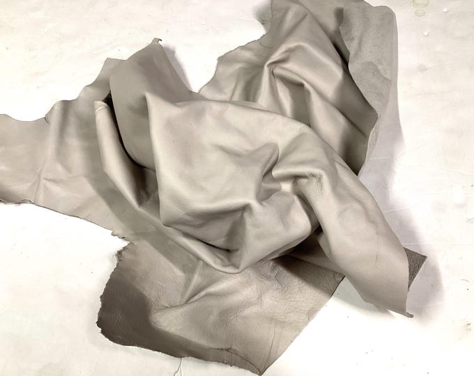 Dove Gray Leather Cowhide Remnant. Leather Pieces. Cowhide. Crafting ...