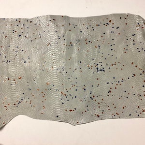 Off White Embosssed Snakeskin Leather Cowhide Remnant With Printed Dots ...
