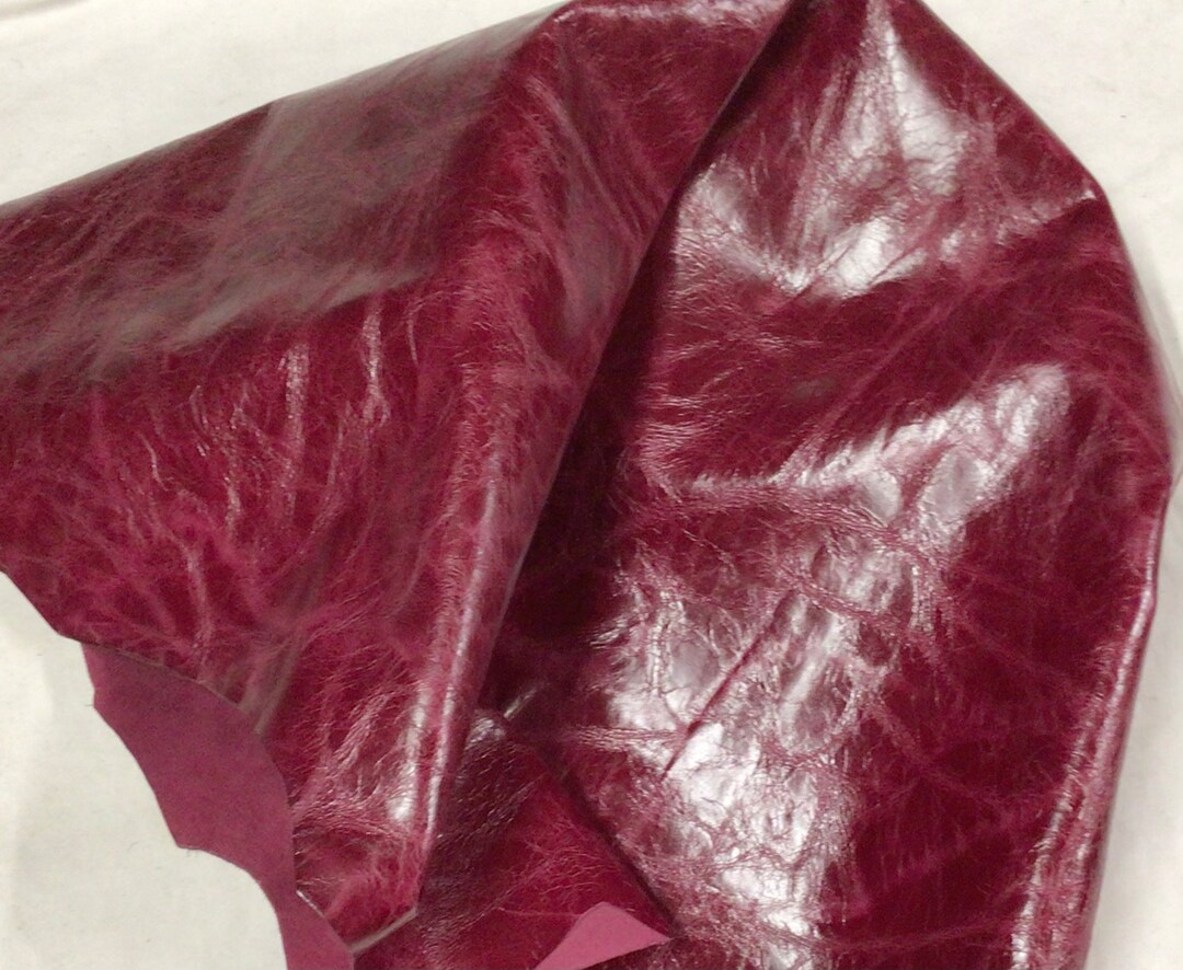 Shiny Distressed Burgundy Leather Lambskin. Leather Hide. OSM40267 - Etsy