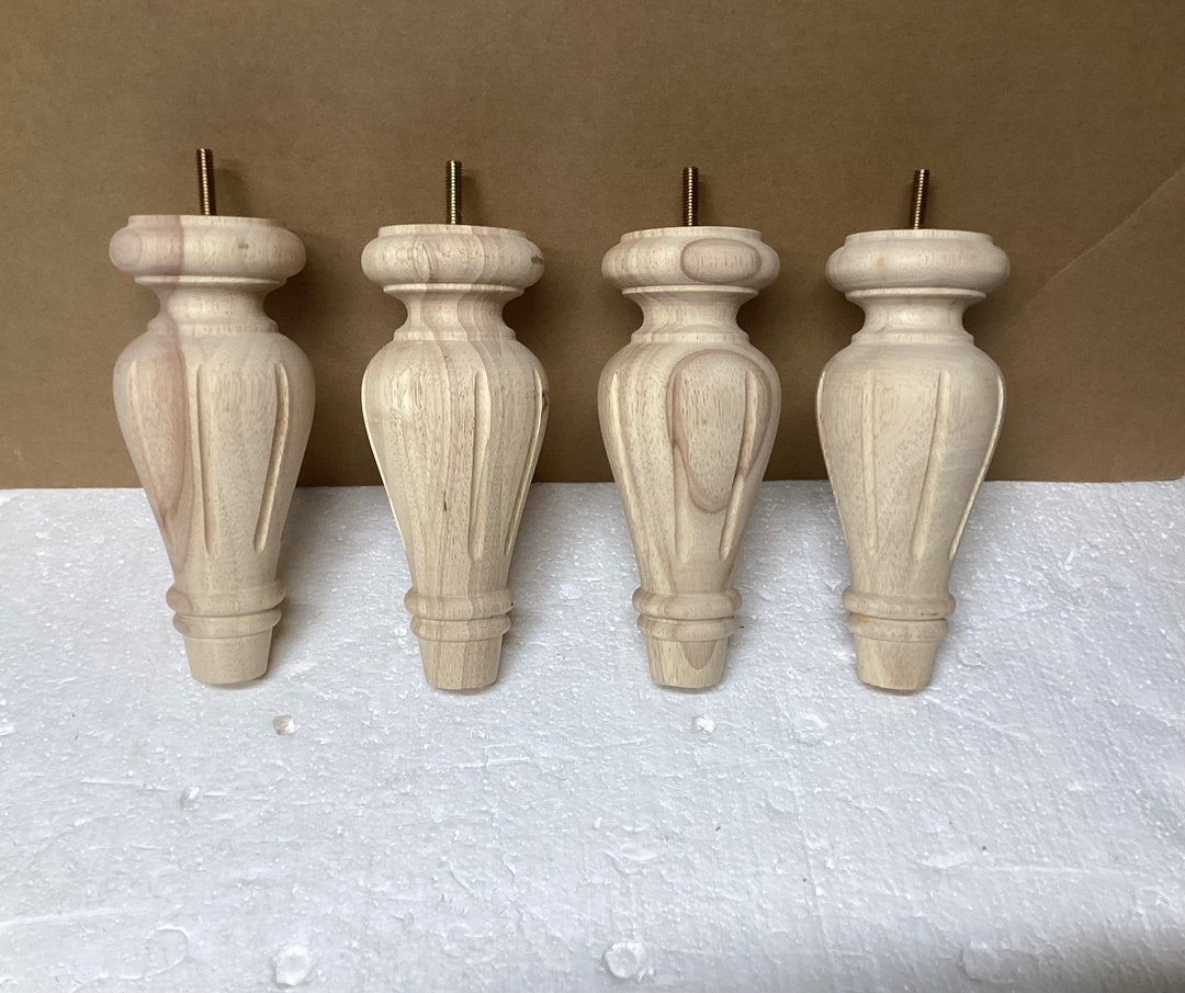 LT8135 Package of 4 Unfinished 8 Inch Wooden Legs AI - Etsy