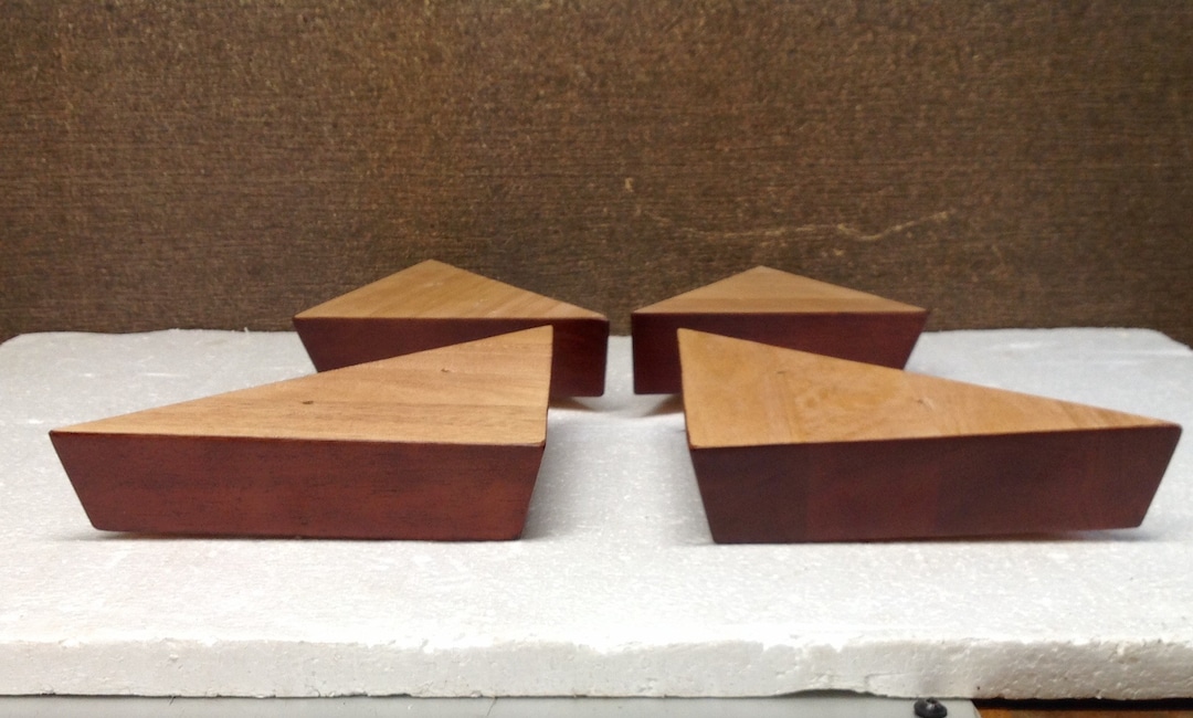 Package of 4 Asian Mahogany Finish Wooden Triangle Furniture Leg. #1215 ...