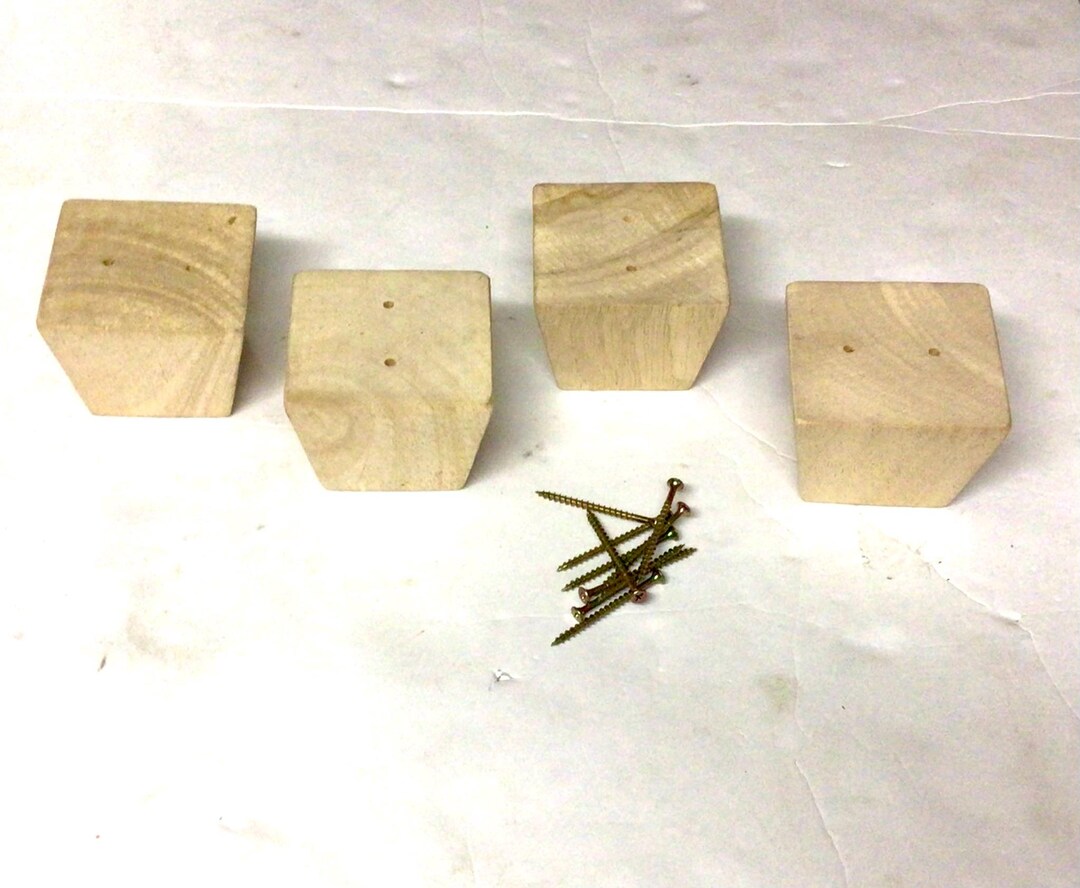 Package of 4 Unfinished Tapered Wooden Furniture Legs. Chair Risers ...