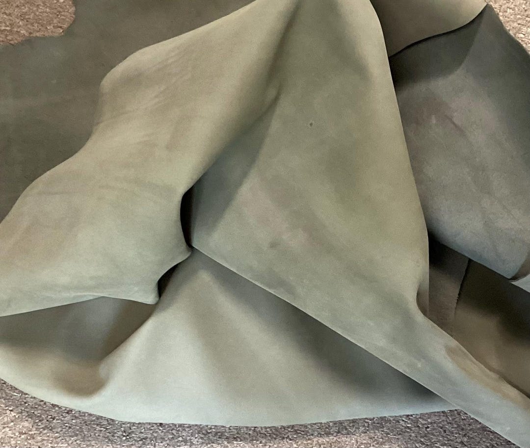 Camouflage Green Distressed Cowhide Leather Remnants: Soft Matte Hides ...