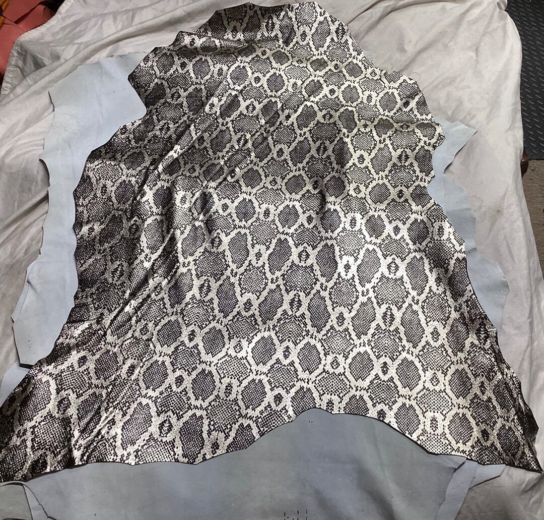 Pewter and Black Python Print Leather Lambskin OSM20553 - Etsy