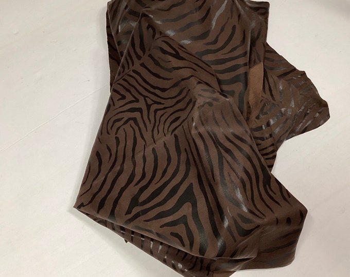 Brown Baby Zebra Print Leather Pigskin, Leather Hides. Leather ...