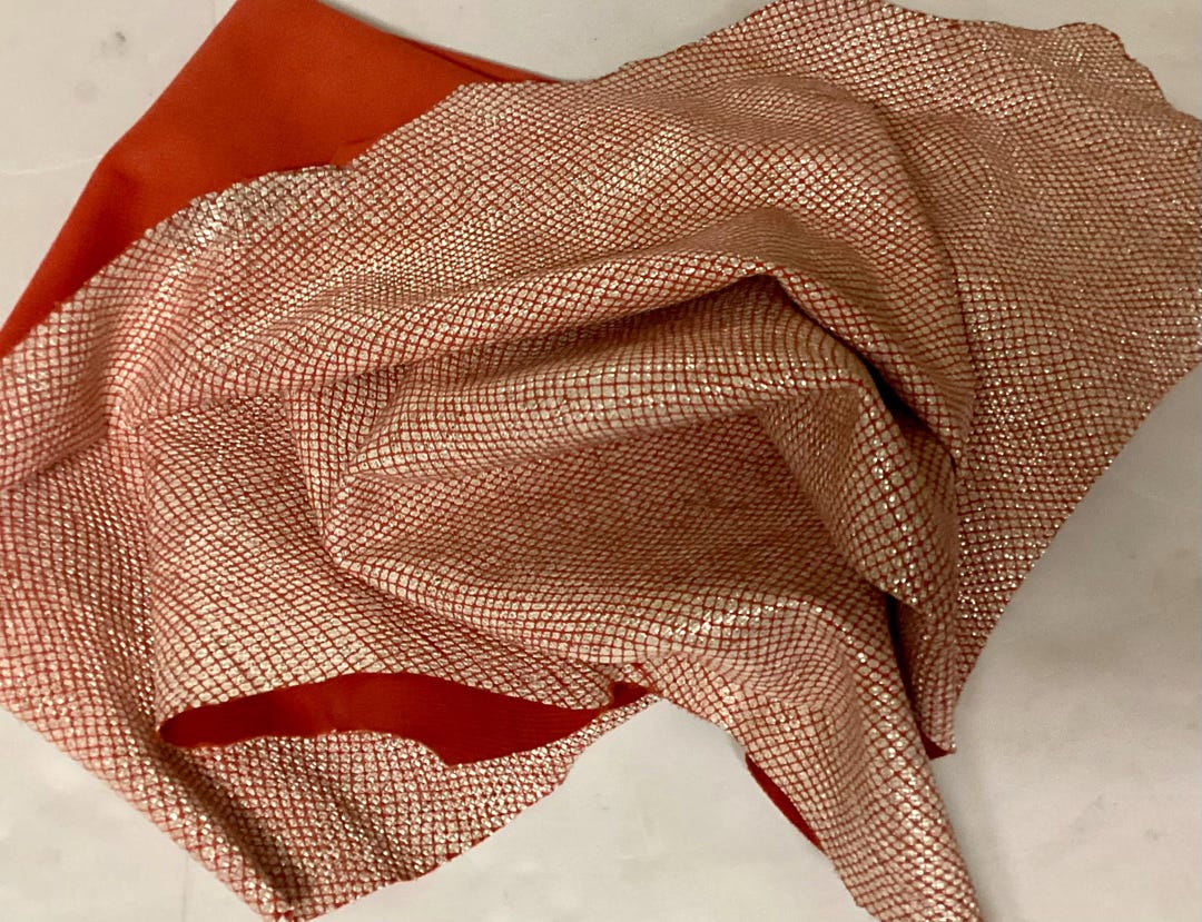 Embossed Fire Lipstick Red Reversible Leather Lambskins. Leather Hides ...