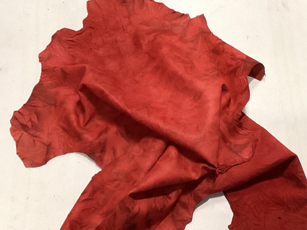 Red Distressed Embossed Leather Lambskins. Leather Hides. Leather for ...