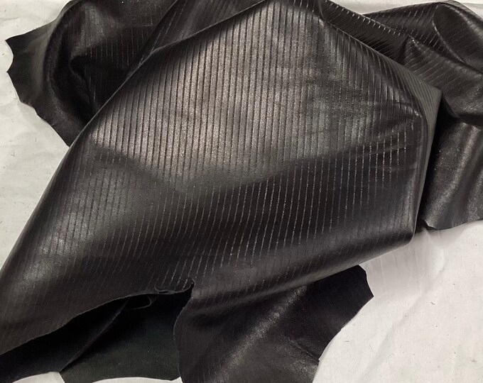 Black Pinstripe Leather Lambskins. Leather Hides. OSM30101 - Etsy
