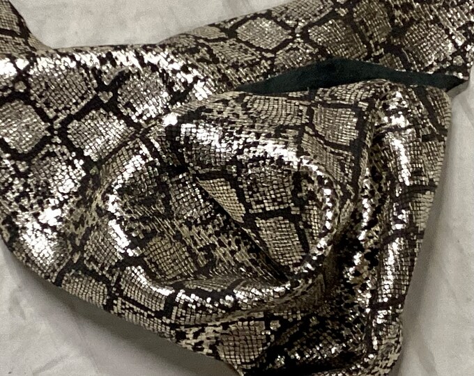 Silver and Black Printed Snakeskin Pattern Leather Lambskin. OSM90 - Etsy