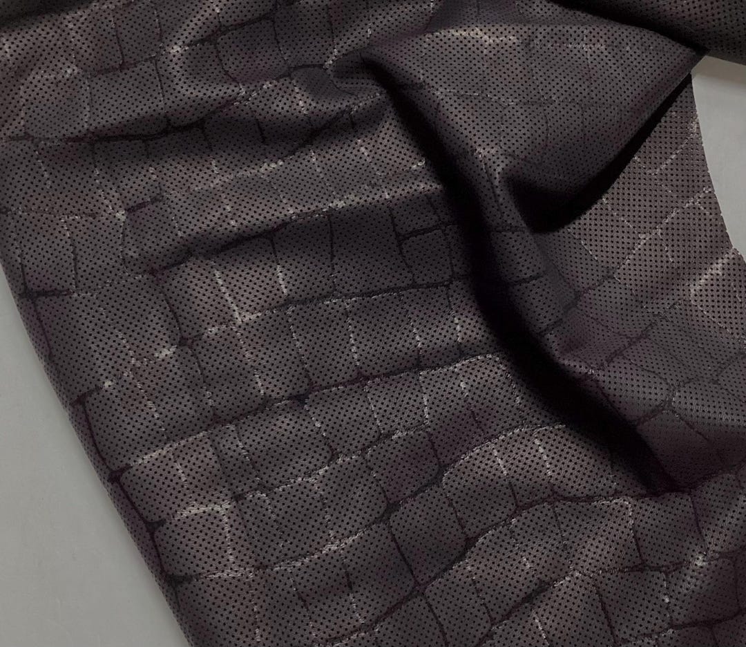 Black Perforated Embossed Gator Leather Lambskin. Leather Hide. AR405 ...