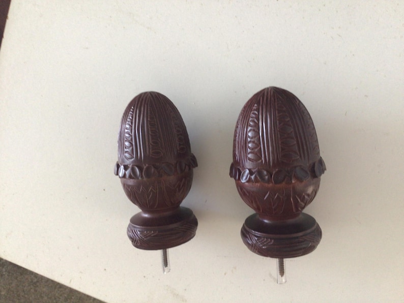 Package of 2 Dark Brown Hard Plastic Decorative Finials. Drapery. Home ...