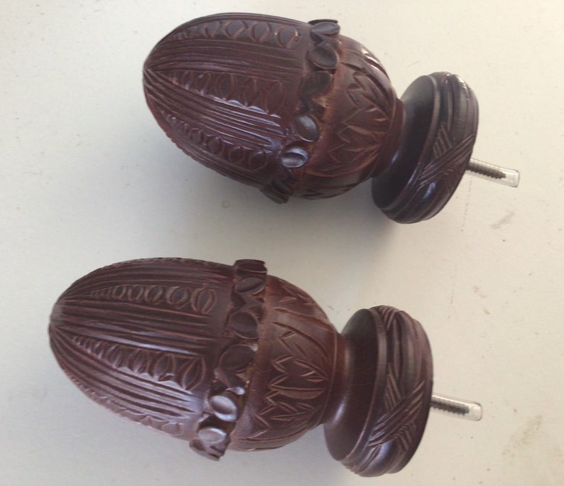 Package of 2 Dark Brown Hard Plastic Decorative Finials. Drapery. Home ...