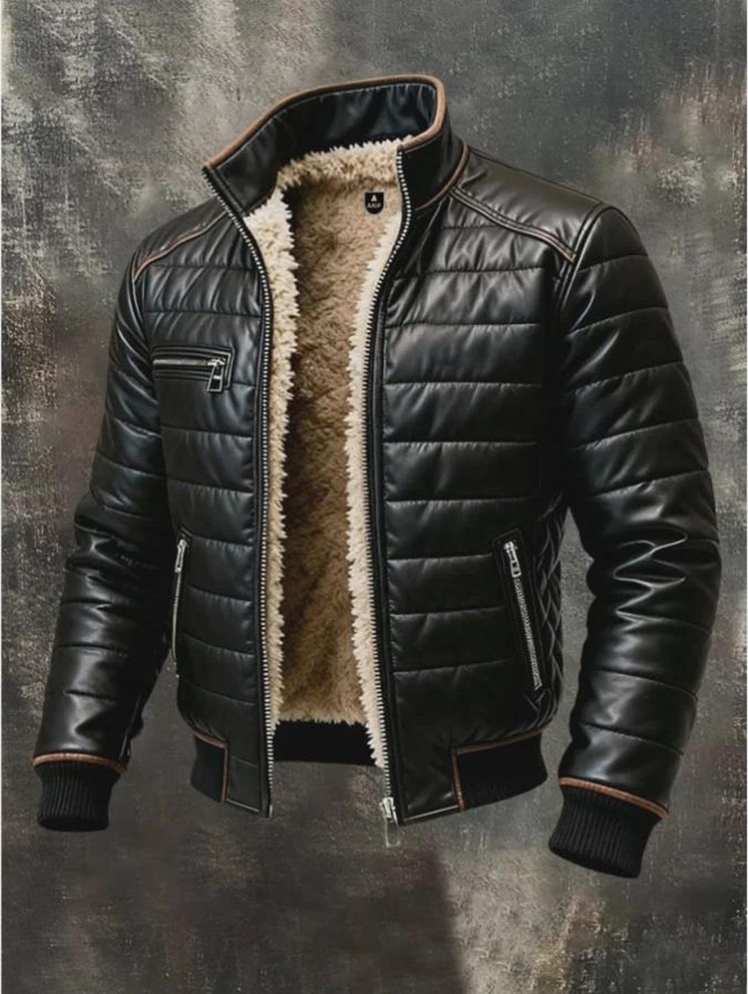 Handmade Black Leather Winter Jacket | Shearling Lined Warm Coat | Men ...