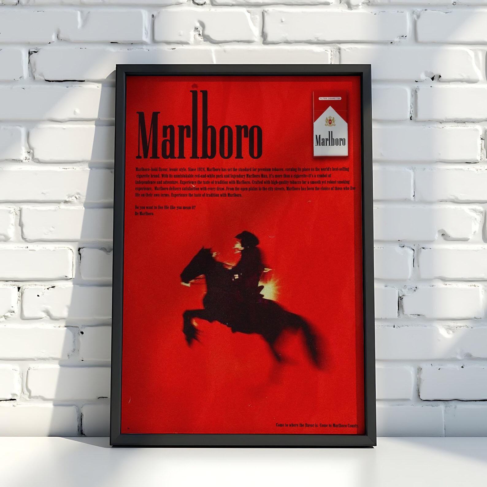 Vintage Marlboro Cigarettes Western Cowboy Trendy Aesthetic Wall Art ...