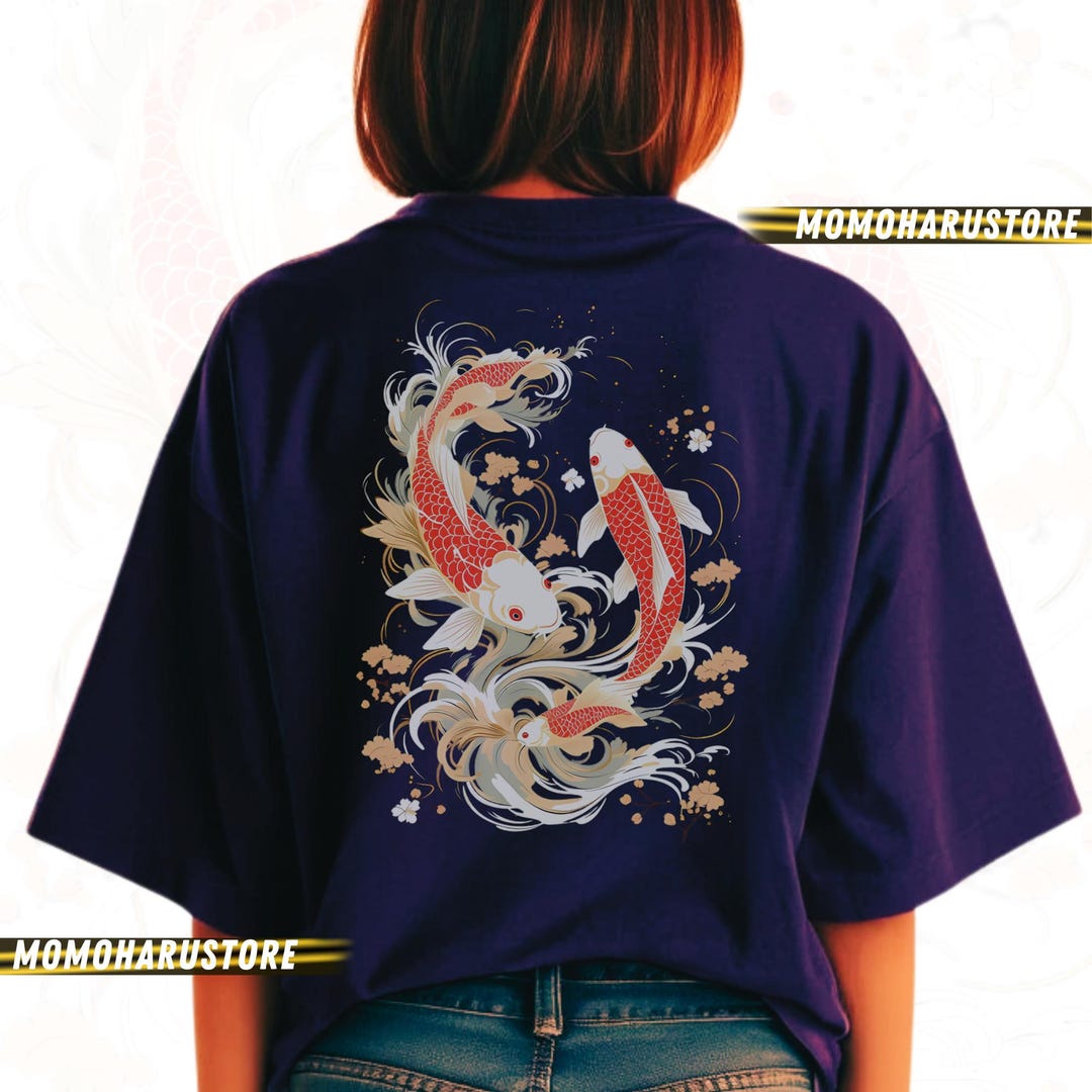 Vintage Japanese Koi Fish Oversized T-shirt,japanese T-shirt,japanese ...