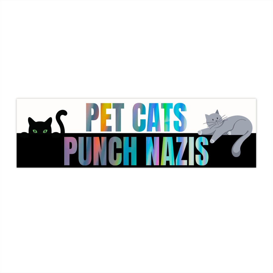 Pet Cats, Punch Nazis Bumper Sticker | Anti-racism Car Decal - Etsy