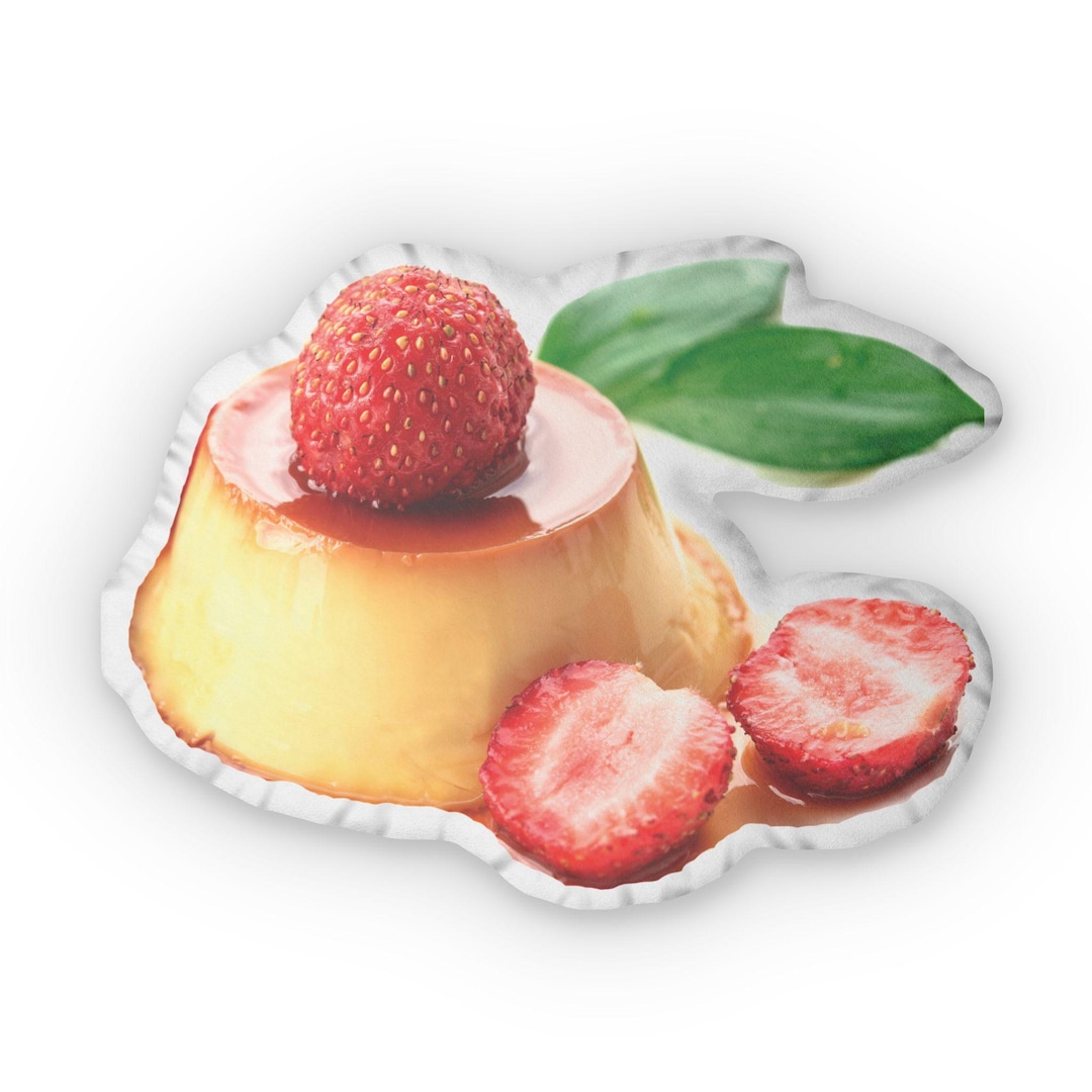 Kawaii Strawberry Flan Shaped Pillow, Cutecore Aesthetic Pillow, Kawaii ...