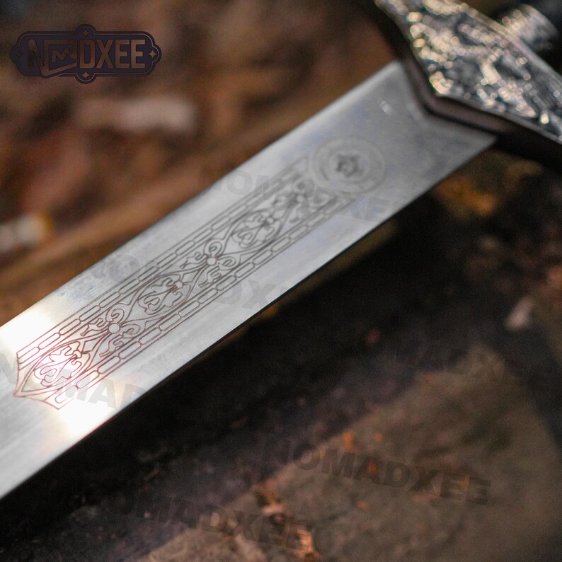 Hand Forged Excalibur Sword, Damascus Steel Blade, Medieval Replica ...