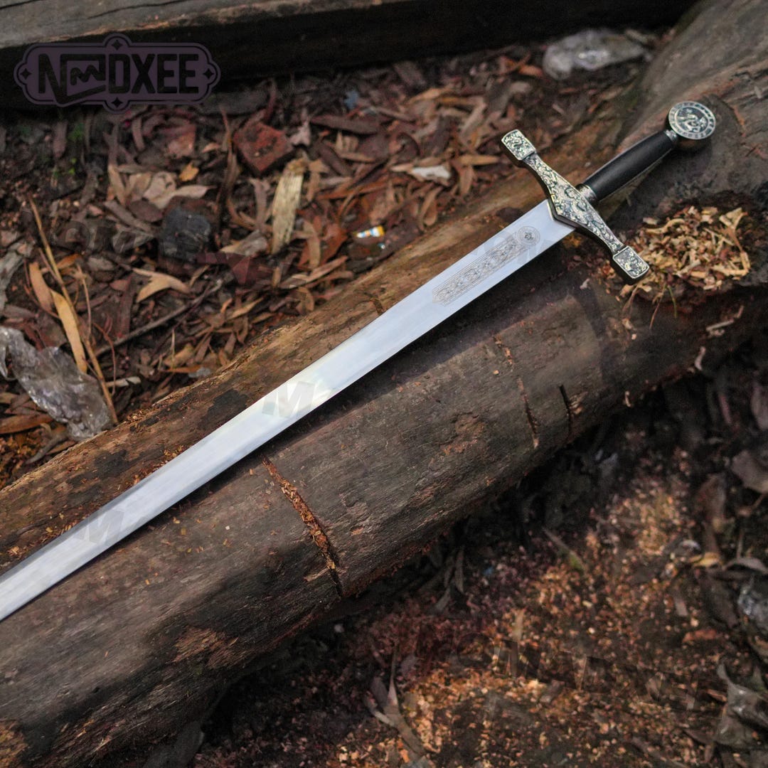 Hand Forged Excalibur Sword, Damascus Steel Blade, Medieval Replica ...