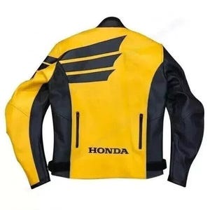 Men's Honda Motorcycle Racing Jacket Cowhide Leather Biker Jacket With ...