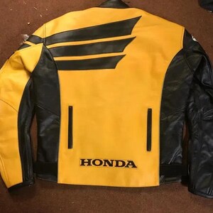 Men's Honda Motorcycle Racing Jacket Cowhide Leather Biker Jacket With ...
