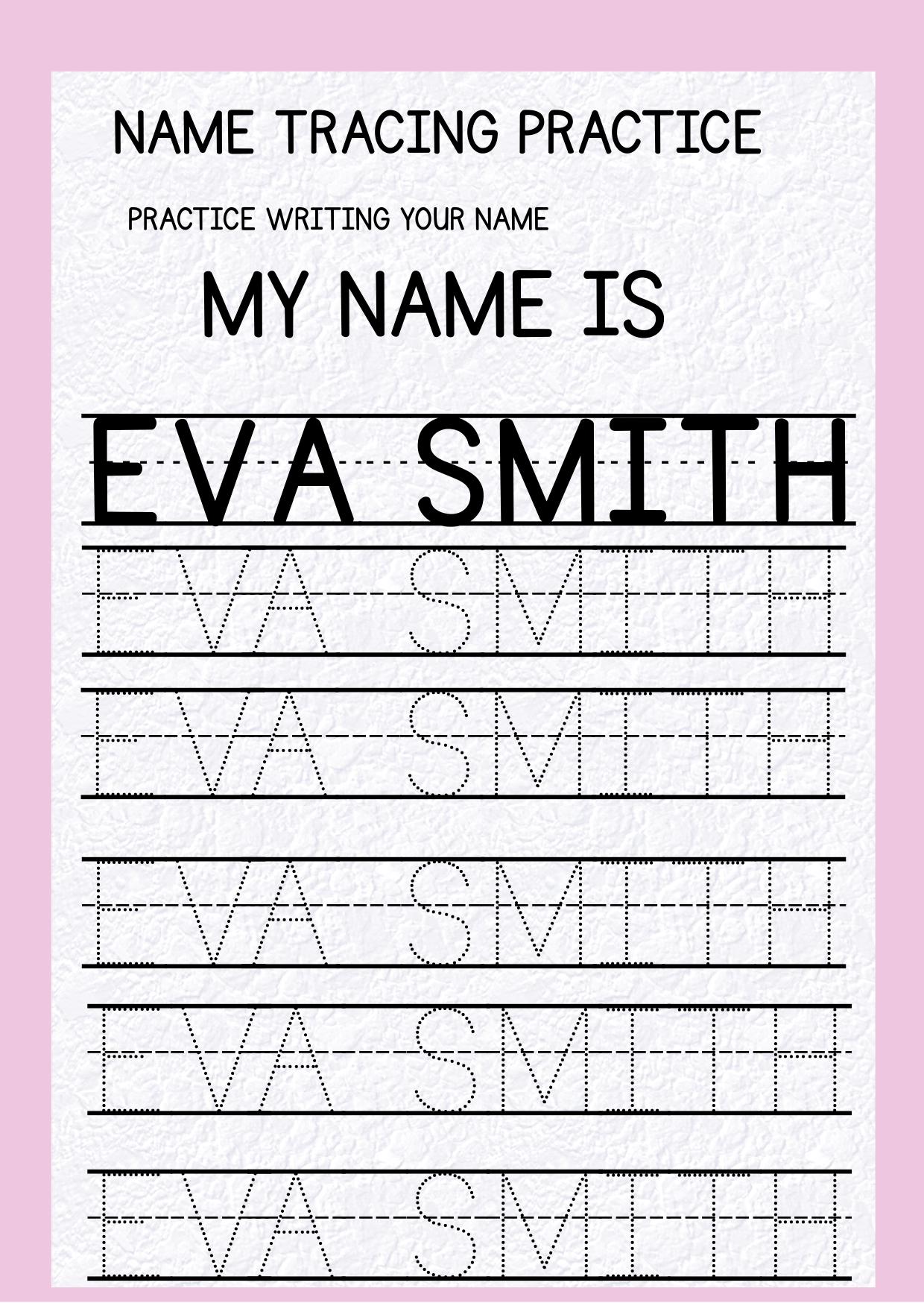 Pre-k Custom Name Tracing Worksheet - Etsy