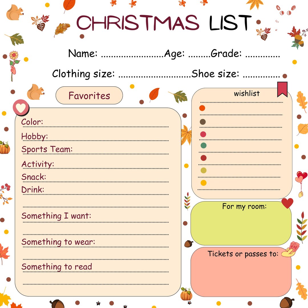 Christmas Wish List for Kids | Printable Santa List | Holiday Favorites ...