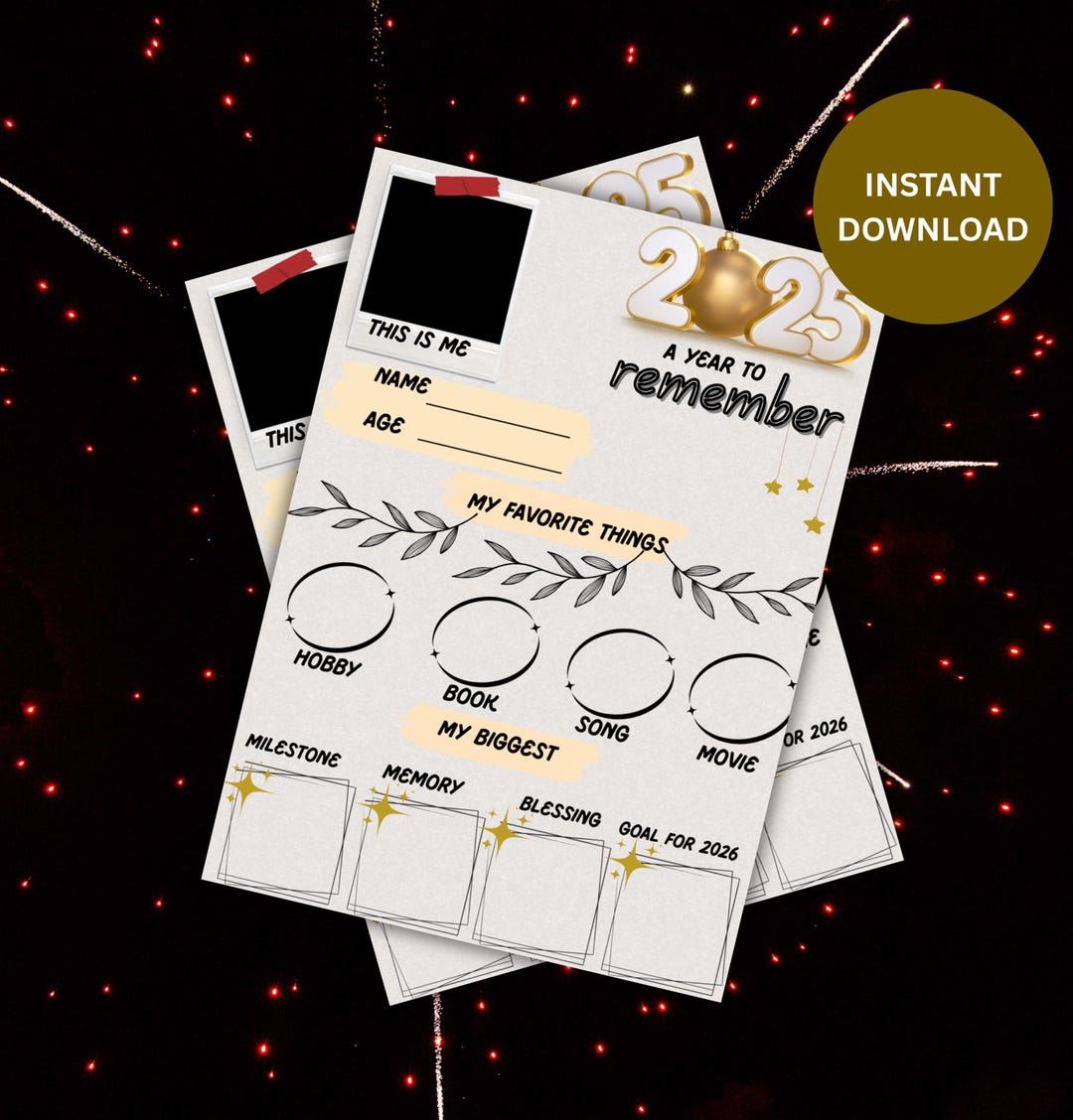 2025 Reflection Printable | Year in Review Activity | New Year Goals ...