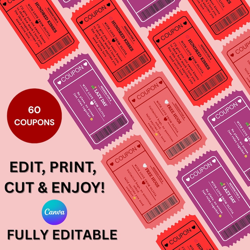 Editable Gift Love Romantic Coupons Template, Last Minute Adult ...