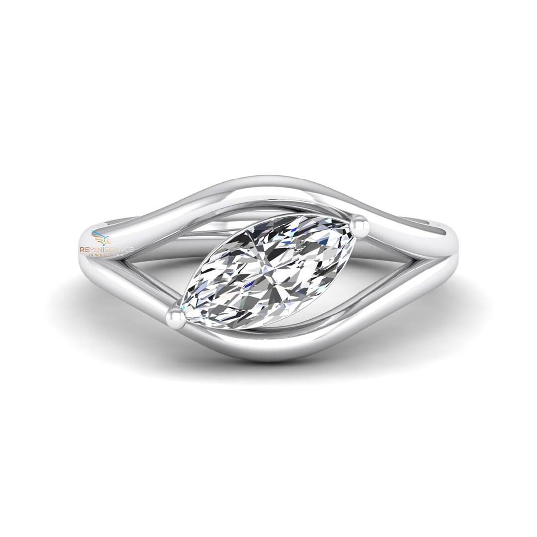 1 Carat Tilted Marquise Lab Grown Diamond Engagement Ring, IGI ...
