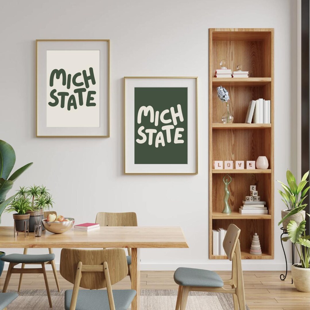 Inverse Green/cream Michigan State Poster Duo - Etsy