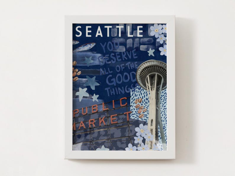 SEATTLE Collage Poster - Etsy