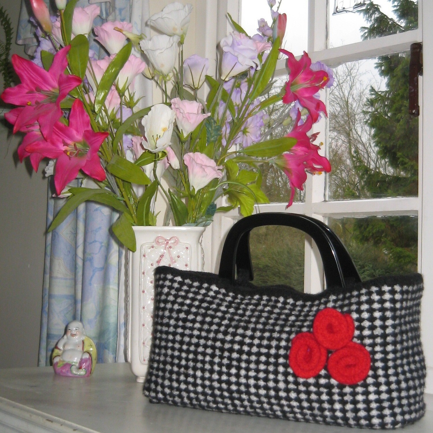 Knitting Pattern Black & White Dogtooth Check Bag - Etsy