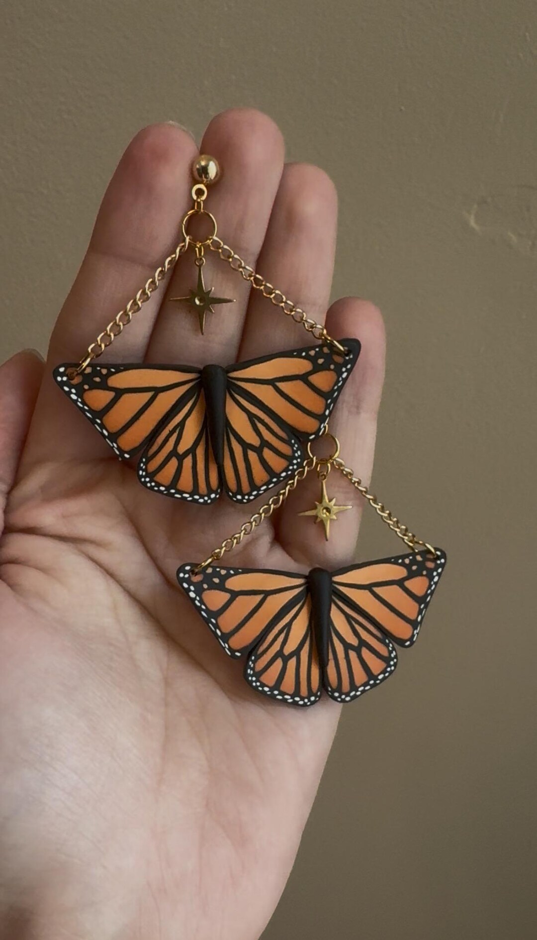 Polymer Clay Monarch Butterfly Earrings, Orange Black Butterfly ...