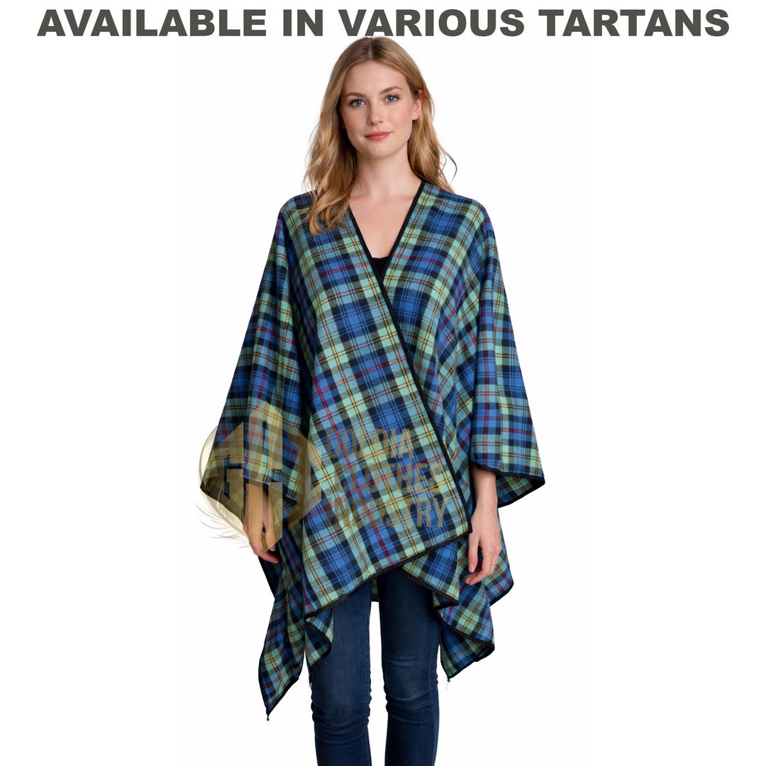 Women’s Scottish Tartan Cape Shawl – 16oz Acrylic Wool | 70” X 54” - Etsy