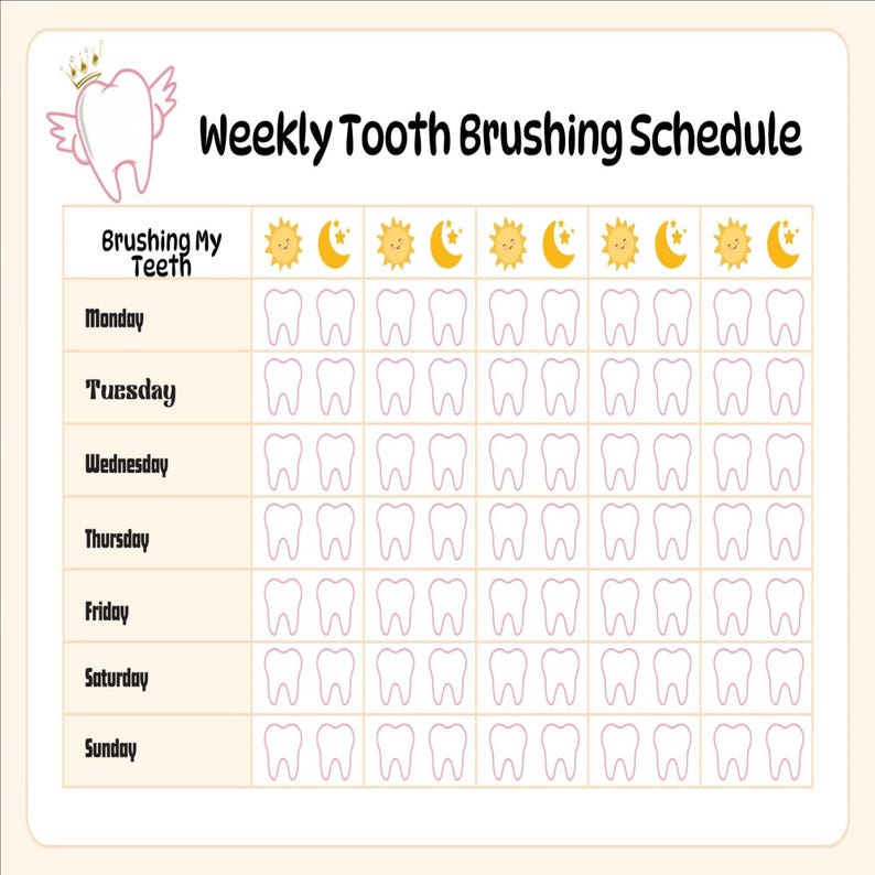 UA Elegance Kids Tooth Brushing Chart, Printable Tracker for Daily ...