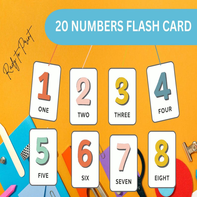 Numbers Flashcards – Preschool Counting Flash Cards Number Cards 1-20 ...