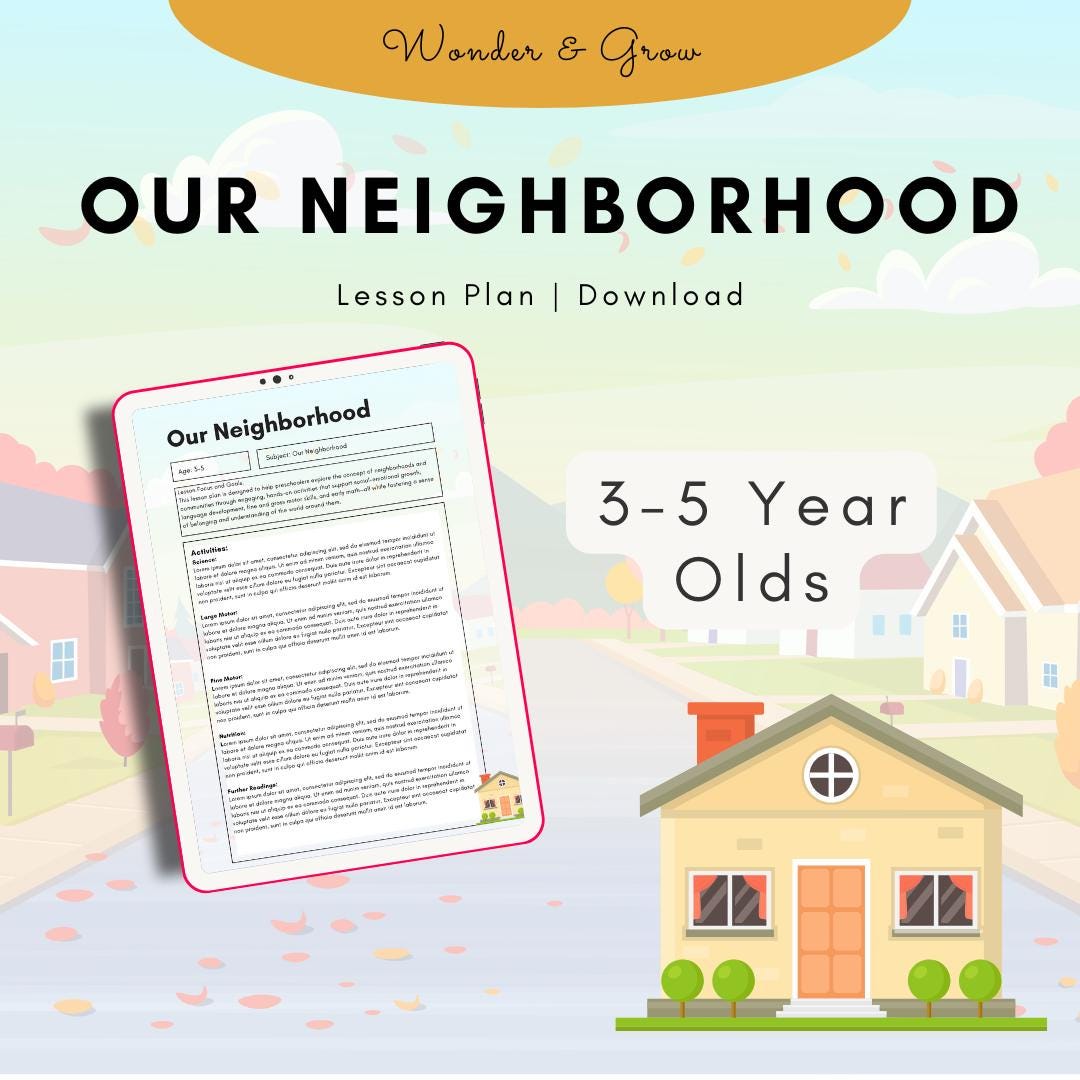 Our Neighborhood Lesson Plan for 3-5 Year Olds - Etsy