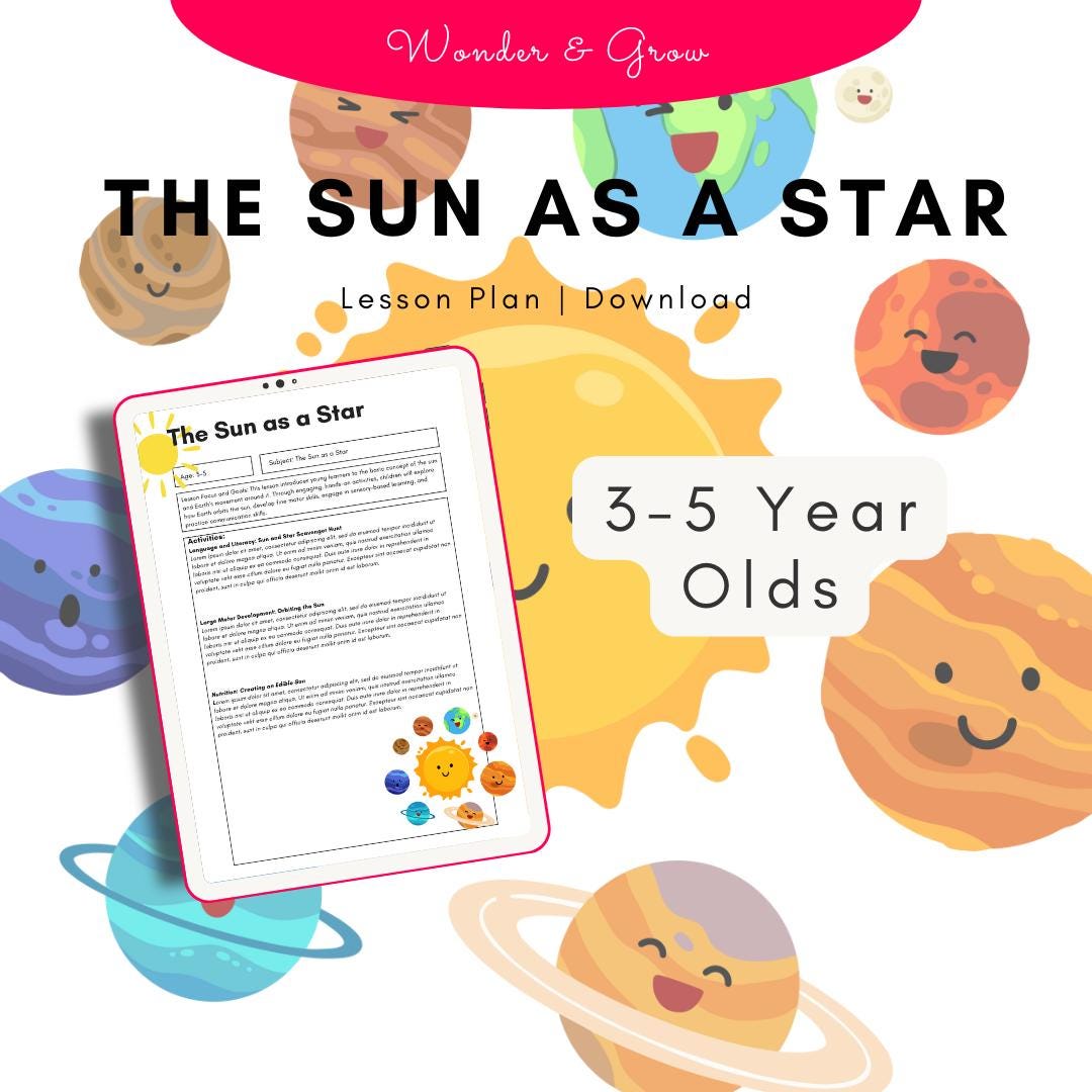 The Sun as a Star Lesson Plan for 3-5 Year Olds PDF - Etsy
